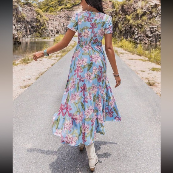 Dresses | Boho Floral Print Button Detail Maxi Dress | Poshmark